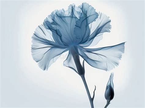 X Ray Style Image Delicate Carnation Floral Structure White And Blue Stock Image Image Of
