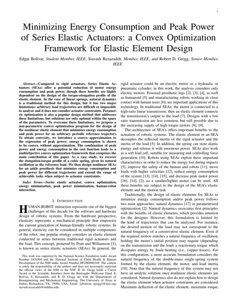 Pdf Minimizing Energy Consumption And Peak Power Of Series Elastic