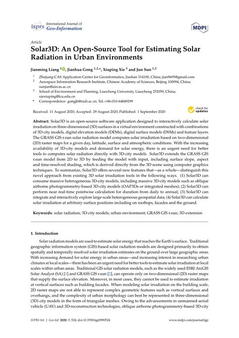 PDF Solar D An Open Source Tool For Estimating Solar Radiation In Urban Environments