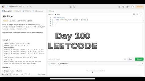 Day 200 Leetcode Problem 15 3sum Swift Youtube