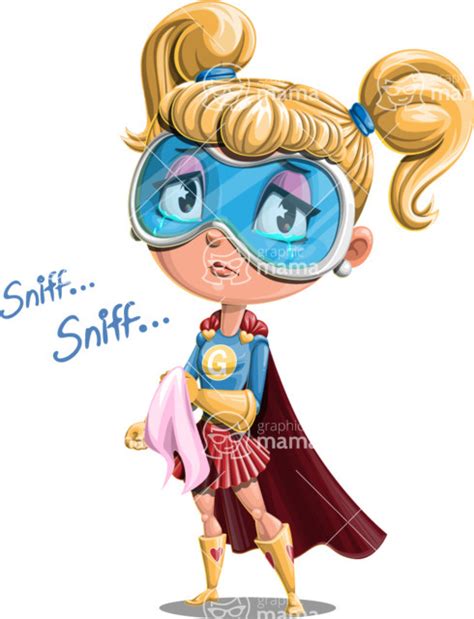 Cute Cartoon Girl Superhero Character Set Sad Graphicmama