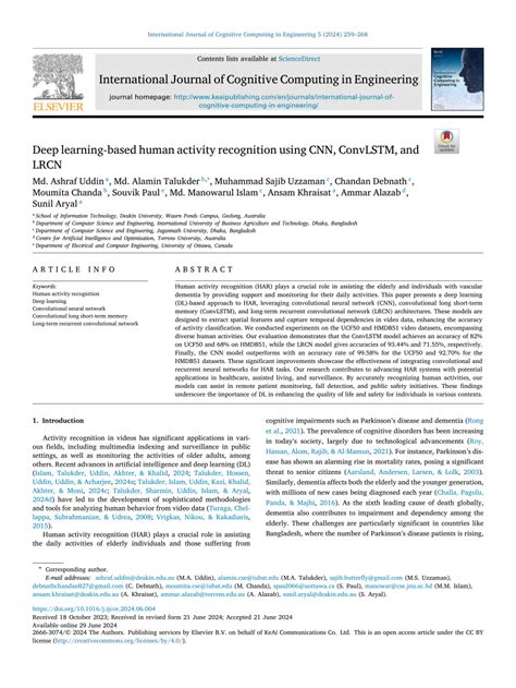 Pdf Deep Learning Based Human Activity Recognition Using Cnn Convlstm And Lrcn