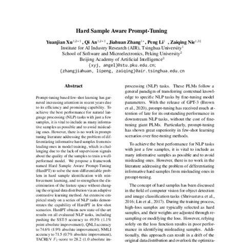 Hard Sample Aware Prompt Tuning Acl Anthology