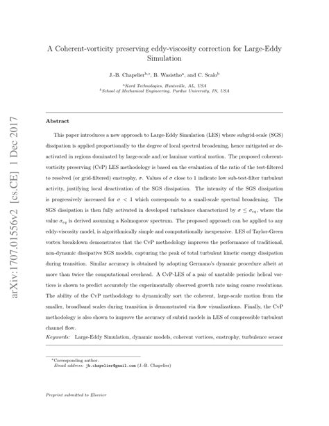 Pdf A Coherent Vorticity Preserving Eddy Viscosity Correction For
