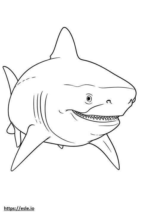 Bull Shark Kawaii Coloring Page