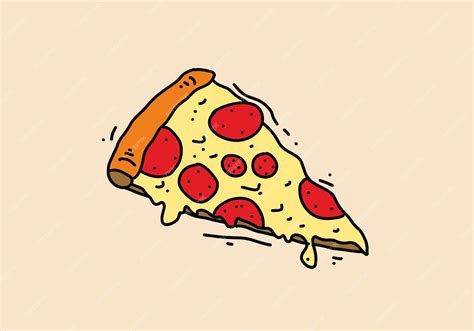 피자 슬라이스 디자인의 핸드 드로잉 프리미엄 벡터