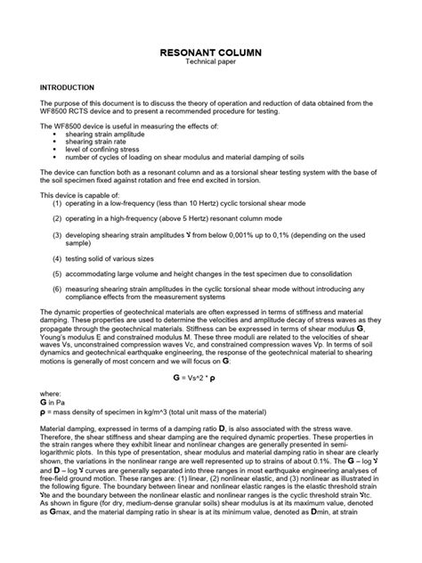 Resonant Column Technical Paper Pdf Deformation Engineering
