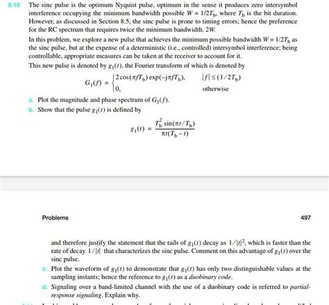 Solved 8 10 The Sinc Pulse Is The Optimum Nyquist Pulse