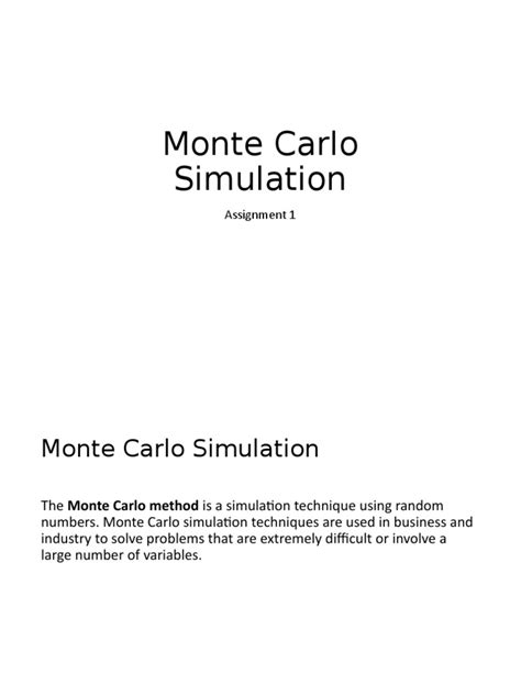 Monte Carlo Simulation Assignment 1 Pdf Randomness Monte Carlo