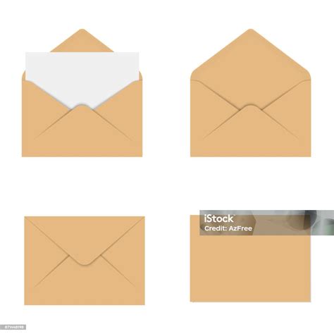 문자나 초대 카드에 대 한 현실적인 갈색 이랑 봉투 벡터입니다 0명에 대한 스톡 벡터 아트 및 기타 이미지 0명 3차원 형태 갈색 Istock