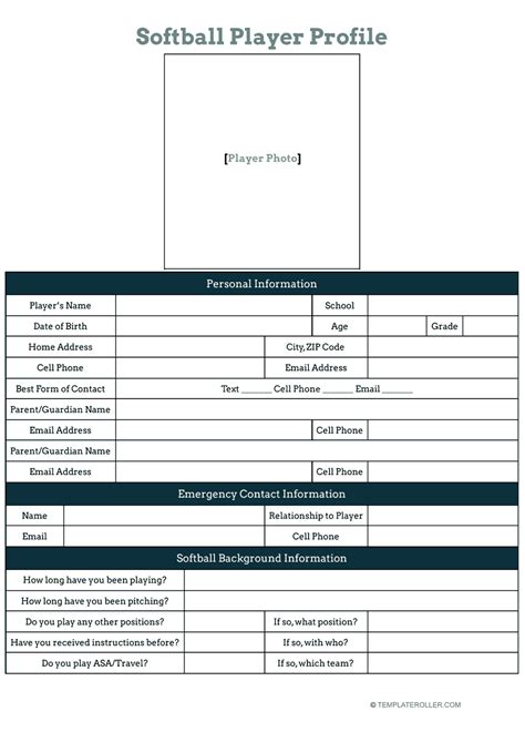Player Profile Template Printable Word Searches