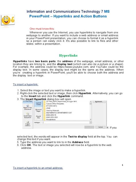 Ms Powerpoint Hyperlinks And Action Buttons Pdf Hyperlink Point