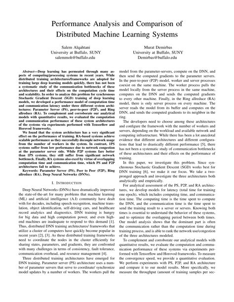 PDF Performance Analysis And Comparison Of Distributed Machine Learning Systems