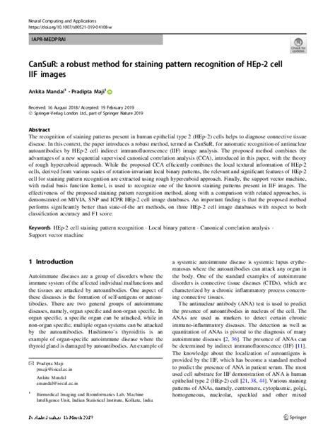 Pdf Cansur A Robust Method For Staining Pattern Recognition Of Hep 2