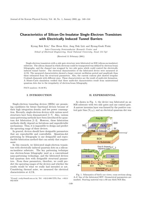 Pdf Characteristics Of Silicon On Insulator Single Electron Transistors With Electrically