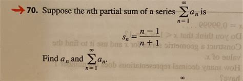 Solved Suppose The Nth Partial Sum Of A Series ∑n1∞an