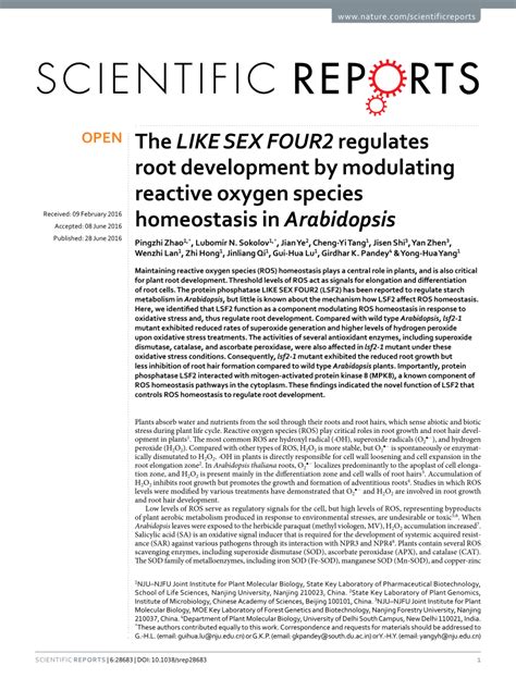 Pdf The Like Sex Four2 Regulates Root Development By Modulating