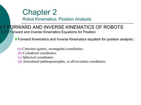 Chapter 2 Robot Kinematics Ppt Physics Science