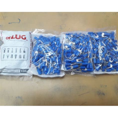 หางปลาทองแดงแฉกปลอกหุ้มน้ำเงิน Yf2 5 3s Yf2 5 4s Yf2 5 5s ยี่ห้อ T Lug ยี่ห้อดัง เลือกขนาดได้ ยก