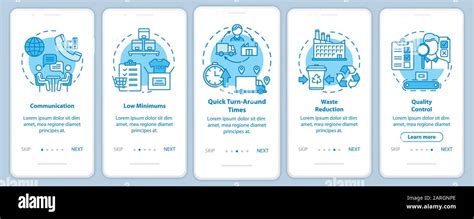 Advantages Of Local Production Onboarding Mobile App Page Screen With Linear Concepts Five