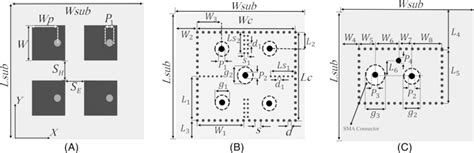Top View Of The Proposed Patch Array A First Layer Including Square Download Scientific