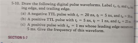 Solved 5 10 Draw The Following Digital Pulse Waveforms Label Tr T Course Hero