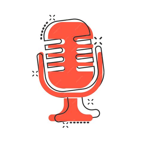 Premium Vector Microphone Icon In Comic Style Mic Broadcast Vector Cartoon Illustration