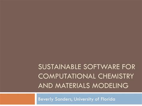 Pdf Sustainable Software For Computational Chemistry And Materials