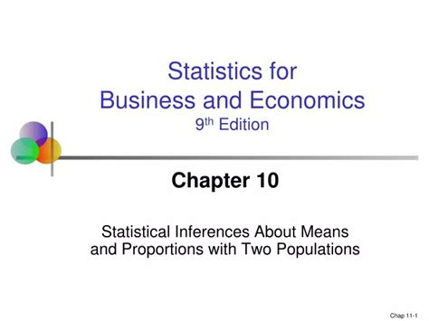 Ppt Chapter 10 Statistical Inferences About Means And Proportions