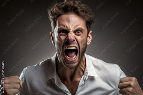 A Person Screaming Of Rage Man Yelling Open Mouth Mad Face Expression