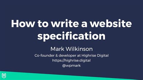 how to write a website specification document speaker deck