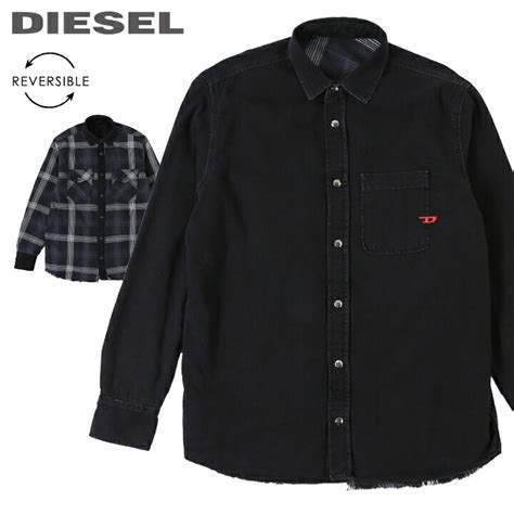 【楽天市場】 Diesel ディーゼル メンズ リバーシブル チェック柄 カットオフ 長袖デニムシャツ【d Wear】【サイズxs】【ブラック】die M T E4 257 《メーカー希望小売