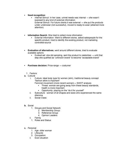Need Recognition Marketing Notes Need Recognition Internal Stimuli In Her Case Unmet