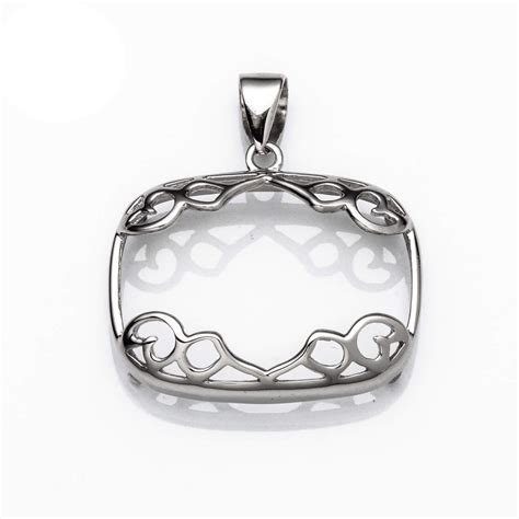 Rectangular Pendant Setting With Rectangular Prongs Mounting Including Bail In Sterling Silver