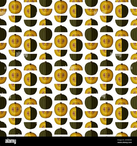 Seamless Pattern With Zapallo Macre Squash Winter Squash Cucurbita Maxima Fruit And
