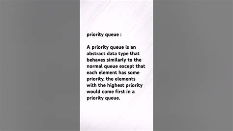 Priority Queue In Data Structure Youtubeshorts Viralvideoviral Shortsinterview