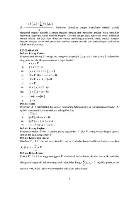 Metode Numerik Stepest Descent Dengan Rerata Aritmatika Pdf