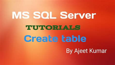 How To Create Table In Sql Server Create Table Youtube