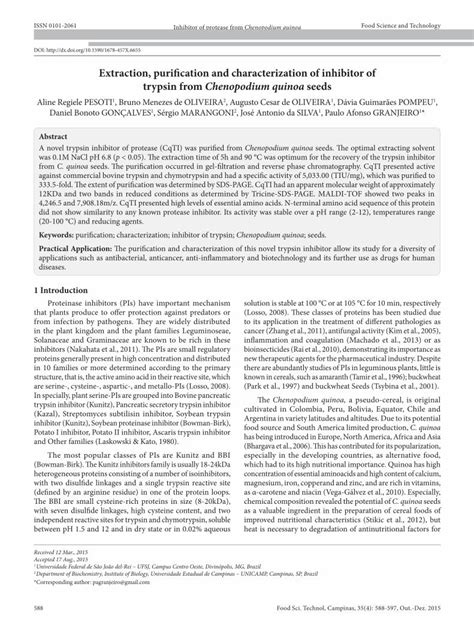 Pdf Extraction Purification And Characterization Of Inhibitor