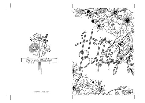 Blossoming Wishes Free Printable Birthday Coloring Card With Flowers