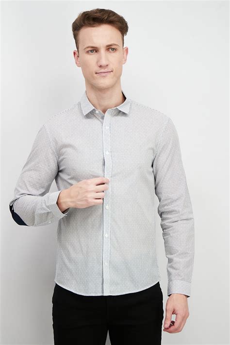 Buy Lftman Men Slim Fit Stripe Print Long Sleeves Casual Shirt Blue White Online Brands For Less