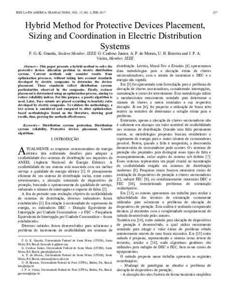 Pdf Hybrid Method For Protective Devices Placement Sizing And Coordination In Electric