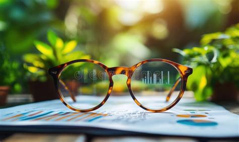 Glasses With Data Visualization Reflecting On Lenses In A Green