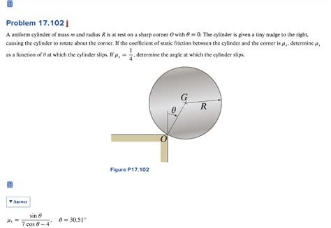 Solved A Uniform Cylinder Of Mass M And Radius R Is At Rest