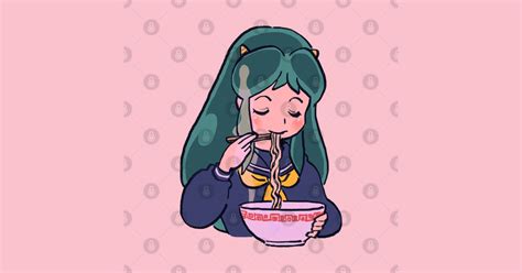 I Draw Invader Lum Eating Ramen Urusei Yatsura Alien Oni Girl Anime Ramen T Shirt Teepublic