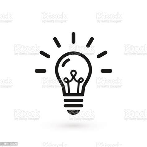 검은 색 전구 빛나는 아이콘입니다 필라멘트와 추상 광선 흰색 배경에 고립 된 전기 램프 벡터 일러스트레이션 플랫 디자인 0명에 대한 스톡 벡터 아트 및 기타 이미지 Istock