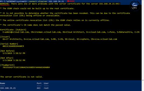 Connect Viserver Error Invalid Server Certificate Use Set Powercliconfiguration Vgeek