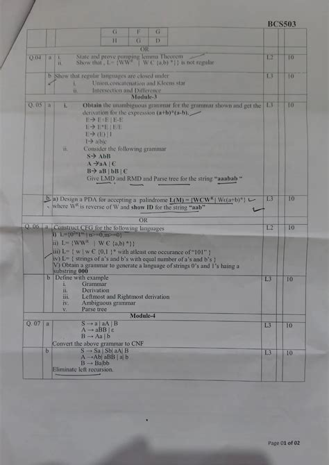 Bcs503 Model Question Paper Solution Theory Of Computation Pdf