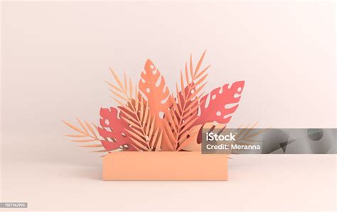 열대 종이 손바닥 몬스타 잎 프레임 제품 프리젠 테이션을위한 연단 플랫폼 여름 열대 잎입니다 종이 접기 이국적인 하와이 정글