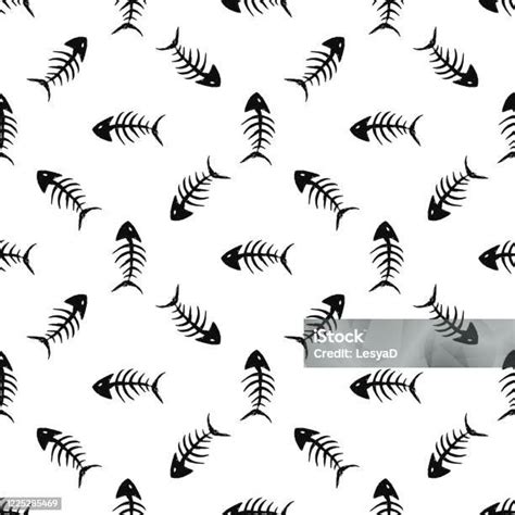물고기 뼈 원활한 패턴입니다 물고기 해골 낙서 손으로 그린 만화 벡터 일러스트 그래픽 프린트에 대한 스톡 벡터 아트 및 기타 이미지 그래픽 프린트 꼬리 낙서 드로잉